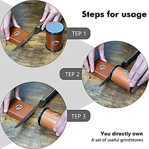 Toptzon Diamond Brown Rolling Knife Sharpener – Roller Knife Sharpener Kit with 15 & 20 Degree Magnetic Angle Stand & Leather Strop Paddle Kit - Easy Sharpening for Kitchen Knife (Modern Brown)