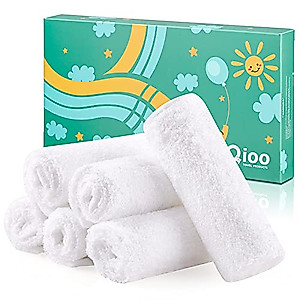 Qioo Baby Bamboo Washcloths 6Pack (White)