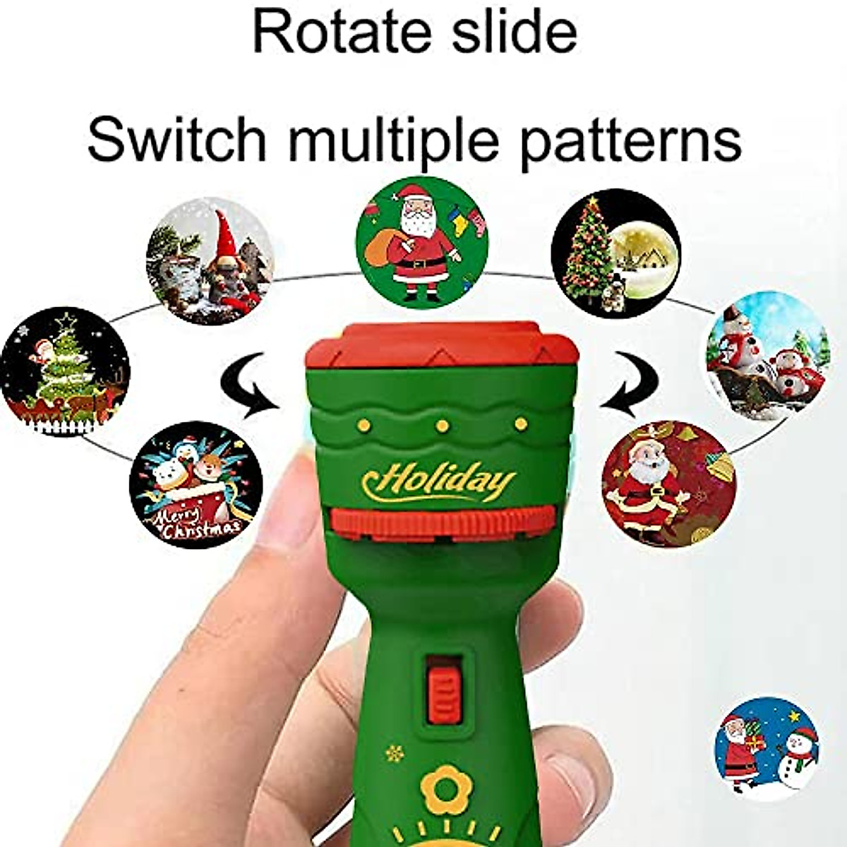 LELEBEAR 2 Packs Slide Projector Torch Projection Light, Flashlight Projector for Bedtime, Christmas Education Learning Gifts (2 Packs)