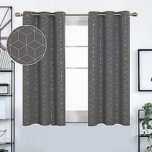 Deconovo Diamond Pattern Blackout Curtains - Thermal Insulated, Noise-Reducing Window Drapes for Bedroom, Living Room - 2 Panels, Light Grey, 42W x 54L