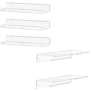 Weiai Acrylic Shelves, Clear Floating Shelf Wall Mounted for Bedroom, Living Room, Bathroom