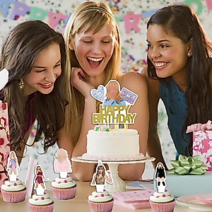 Qupzsen 25pcs Music Cake Decorations, Singer Cake Topper, Concert Cake Topper Birthday Cake Toppers with 1pcs Cake Topper and 24pcs Cupcake Toppers for Singer Birthday Party Supplies