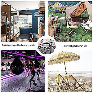 Ligereza Multi-Function Suspension Handles Mesh Portable Shower Caddie, Large Capacity, Round Bottom, 9 Side Pockets, College Dorm Room Essentials, Bathroom Caddy Shower Bag (Large White)