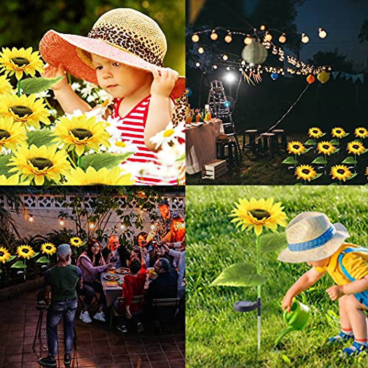 Forlivese Solar Powered Sunflower Lights, Outdoor Decorative Garden Stakes, Solar LED Pathway Decor Lights, Solar Flowers, for Garden Patio Lawn Yard Porch Walkway(2 Pack)