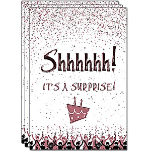 Elcer Surprise Party invitations | It’s a surprise Birthday | Kids and Adults | Fill In Style | Rose Gold & Black | Confetti Streamers Party Invitations | 20 Count With Envelopes | All occasions