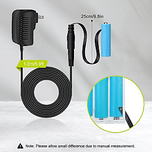 Lenink AC Power Supply Adapter for 4 AA Battery, AA Battery Replacement for LED Light, Decorations (Black, 1.8m/5.9ft)