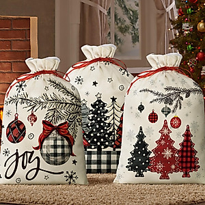 Horaldaily 3PCS Christmas Gift Bag Christmas Sacks for Presents 16x20 Inch,Christmas Tree Ball Ornaments Stocking Storage Sack Present Xmas Gift Bags Party Favors Bags