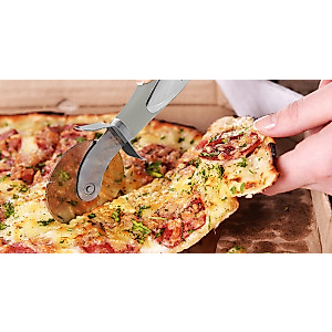 Zulay Kitchen Large Pizza Cutter Wheel - Premium Stainless Steel Pizza Slicer - Easy To Clean & Cut Pizza Wheel - Super Sharp, Non-Slip Handle & Dishwasher Friendly - Gray