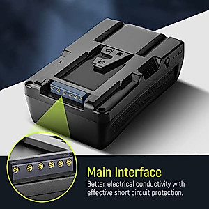 OTREST 13200mAh V Mount Battery, BP-190WS 14.8V 190Wh Rechargeable Li ion Battery with D Tap Output Charger and Cable for Video Broadcast LED Light Compatible with Sony BMPCC Camera Camcorder