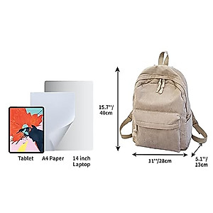 BILIPOPX Kawaii Cute Backpack Aesthetic Fluffy Corduroy Bag Smile Pencil Case Pen Pouch (Beige,Single Backapck)