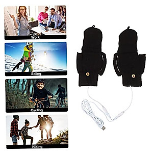 CLISPEED 1 Set Heated Gloves USB Warming Gloves Electric Warming Gloves Skiing Snowboarding Gloves Thermal Gloves Men Rechargeable Hand Warmers Sport Gloves Windproof Warm Gloves Hand Coat