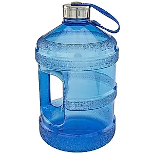 Southern Homewares SH-10323 1 Gallon BPA Free Plastic Water Bottle for Cold Liquids With Attached Leak Proof Screw Lid-For Gym Office Daily Use, Blue, One Size