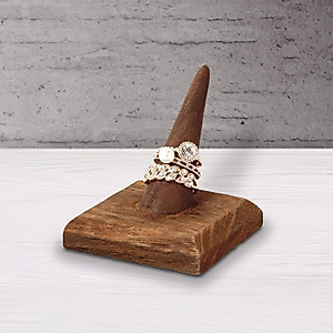 MOOCA 4-Piece Ring Display Stand Set -Jewelry Holder, Finger Ring Showcase Organizer, Brown Color