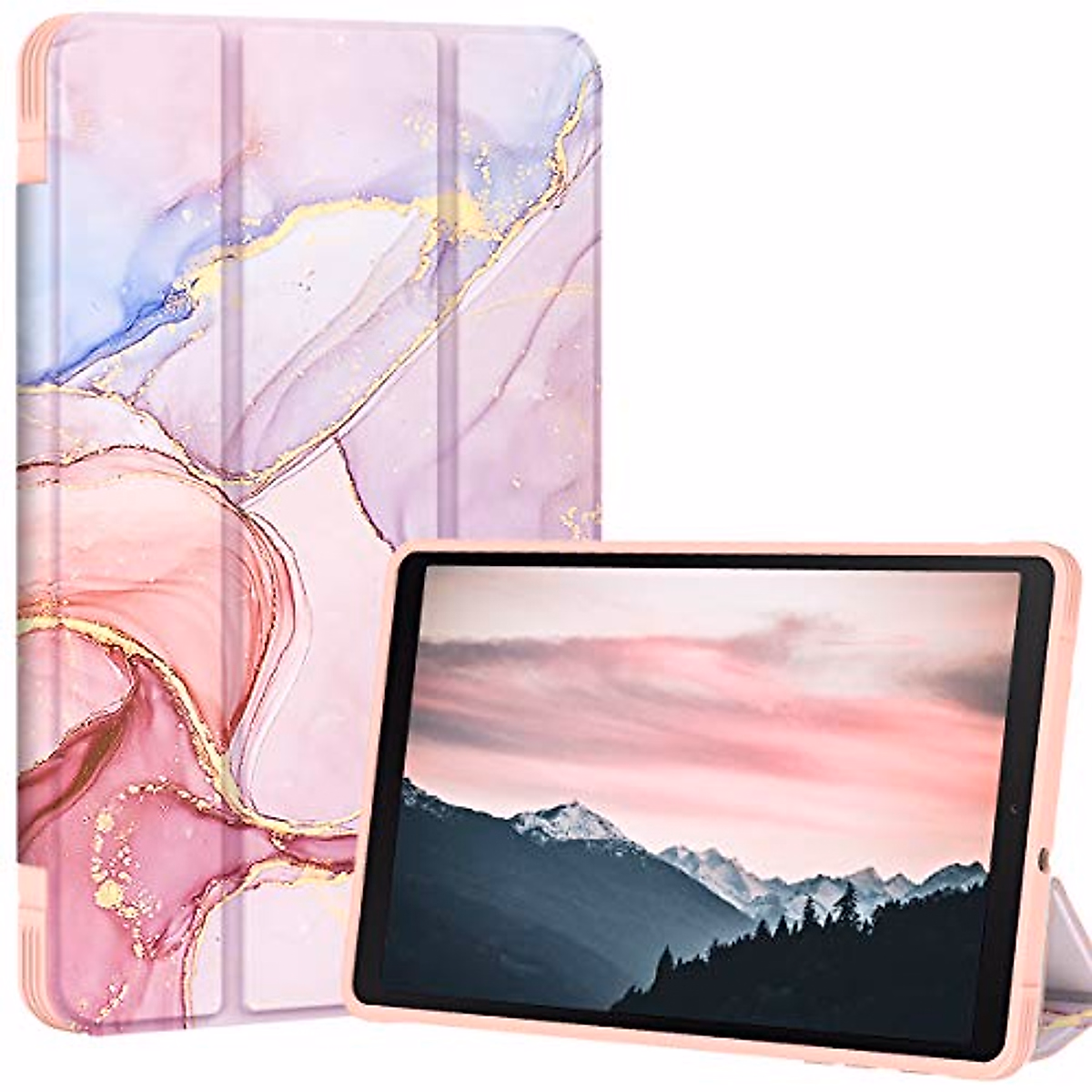 PIXIU compitable with Samsung Galaxy Tab A 8.0 2019 Case T290 T295, Slim Lightweight Stand Folio PU Leather Case for Tab A 8.0 2019 without S Pen Model SM-T290 (Wi-Fi) SM-T295 (LTE) (Purple Marble)