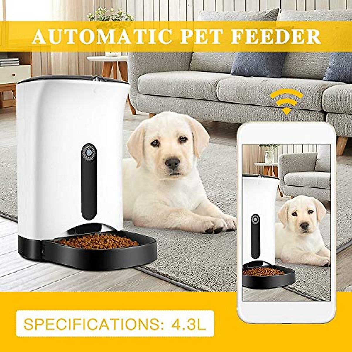 ZZK Intelligent Feeder Automatic Feeding Cats and Dogs pet Food Distributor rationing Feeder Surveillance Camera,C