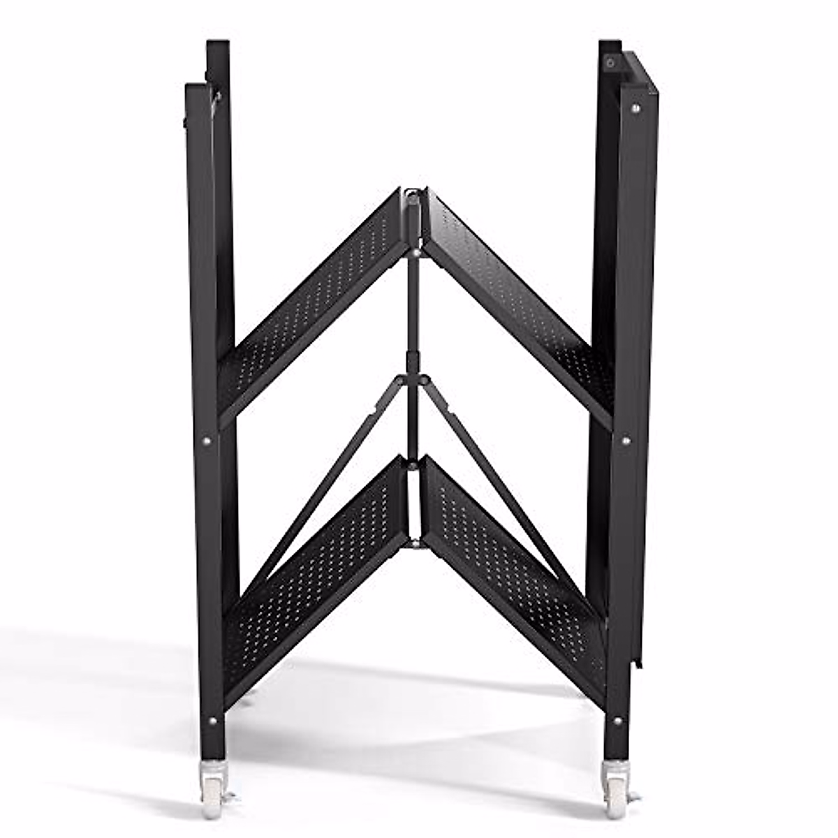 GLANDU 3-Shelf Collapsible/Foldable Heavy Duty Shelving Unit, Steel Organizer Wire Rack with Wheels, Rolling Cart, Home Kitchen Laundry Closet Storage(3-Tier)