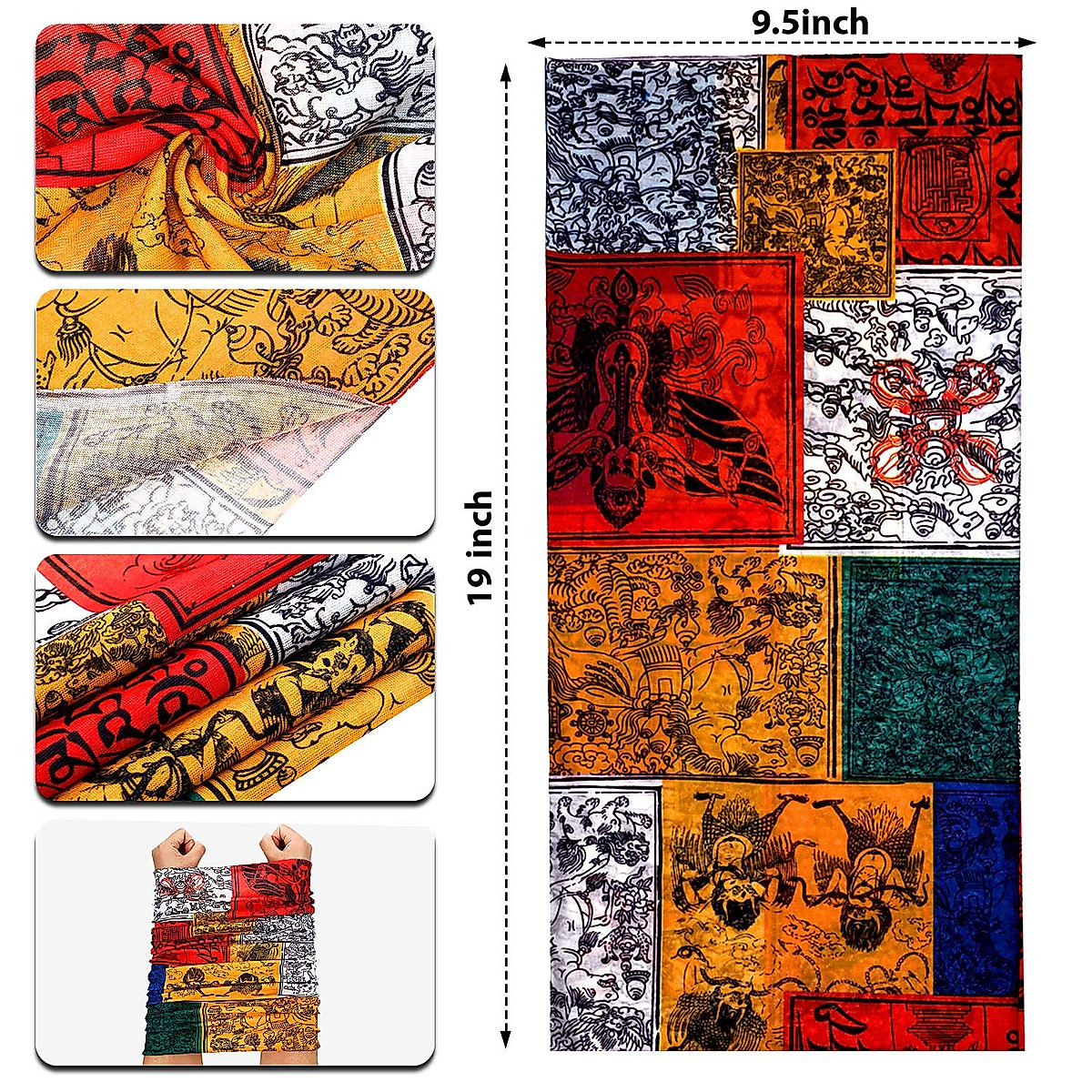 Syhood 12 Pcs African Neck Gaiter Bandanas for Women Head Wrap Boho Balaclava Coverings Print Face Scarf Multi Color Medium