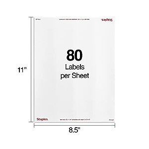 Staples 573945 Laser/Inkjet Shipping Labels 0.5-Inch W X 1.75-Inch L White 80 Labels/Sheet