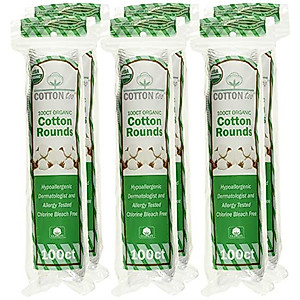 Cotton Too 100 Count Cotton Cosmetic Rounds, Organic, 6 Pack