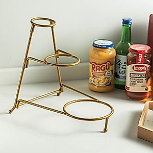 YHOSSEUN 3 Tier Serving Stand Oval Serving Bowl with Metal Rack, Tied Serving Tray Food Display Dessert Appetizer, Serving Bowl Fruit Chip Dip Bowl Set for Parties, Gold