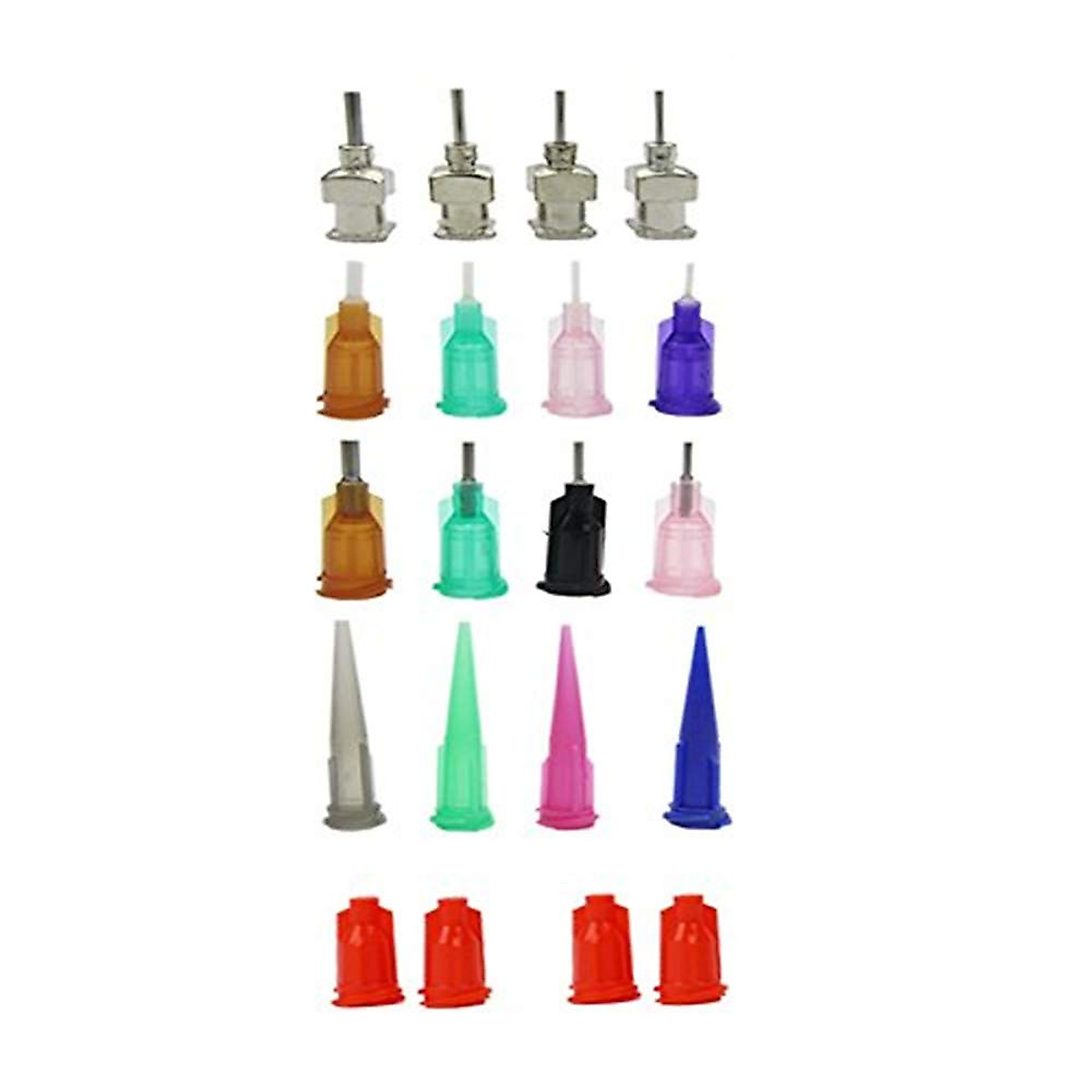XMASIR Multi Purpose Precision Applicator Set 1 Oz. Henna Bottles Kit with Caps and Needle Tips Sizes (4 Bottles 16 Tips)