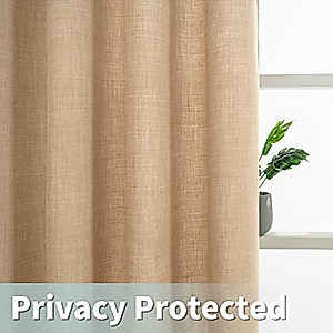 LAMIT Natural Linen Curtains for Bedroom, 84 Inch Faux Linen Textured Light Filtering Privacy Burlap Drapes Grommet Sheer Panels for Farmhouse/Living Room, 2 Panels, 52 x 84 Inch