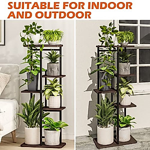 Bamworld Tall Plant Shelf Indoor Metal Plant Stand Outdoor 5 Tier Black Large Plant Stands for Multiple Plants Flower Stand Pot Holder for Patio Garden Corner Balcony Living Room
