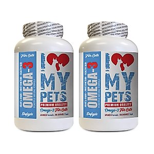 I LOVE MY PETS LLC cat Itch Relief - Omega 3 Fatty ACIDS for Cats - Best Health Option - Premium - cat Joint Health Treats - 360 Softgels (2 Bottles)
