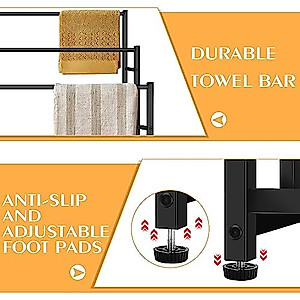 47.6 Inch Tall Free Standing Towel Racks 3 Tier Pool Towel Rack Outdoor Oversized Floor Bath Towel Drying Valet Holder Blanket Quilt Rack Stand for Bathroom Bedroom Beach Hot Tub Gym Pool Area Outside