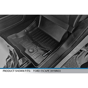 SMARTLINER All Weather Custom Fit Floor Mats 2 Row Liner Set Black Compatible with 2020-2023 Ford Escape (Hybrid Models Only)