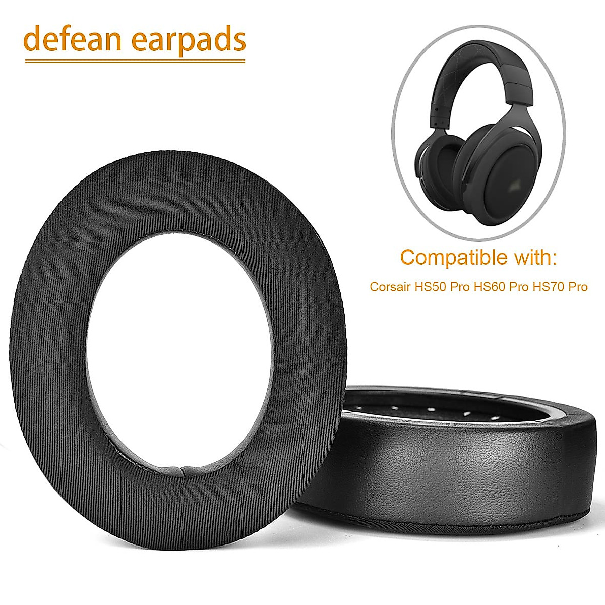 Replacement Earpads Cushion Fit for Corsair HS50 Pro HS60 Pro HS70 Pro Headphone,Thicker Noising HS50 Pro HS60 Pro HS70 Pro Earpads Earmuff