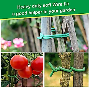 nonoWin Garden Twist Ties Soft Rubber Reusable Wire Plant Support Heavy Duty for Gardening Trees Tomatoes Vines Climbing Plants(2PCS X 32.8feet Total 65.6feet, Green)