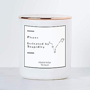 Pisces - Irritated by Stupidity - Luxe Scented Soy Candle.