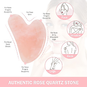 SHAK Ice Face Roller & Gua Sha Tool Set UPDATED Roller design, Reusable Skin Care Treatment, Enhance Natural Glow. 100% Authentic ROSE QUARTZ Gua Sha Tool. Remove Toxins/Prevent Wrinkles (Pink)