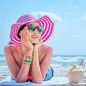 FAERLIIRY Preppy Beaded Bracelets Heishi Stretch Bracelets for Women Cinco de Mayo Bracelets Polymer Clay Stackable Charm Summer Bracelets Sufer Beach Bracelets Preepy Jewelry(9PCS)