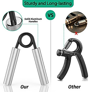 ZEAGUS Grip Strength Trainer 4 Pack,50LB-200LB Metal Hand Grip Strengthener,Non-Slip Heavy-Duty Forearm Exerciser,Hand Gripper for Muscle Building and Hand Rehabilitation Exercising