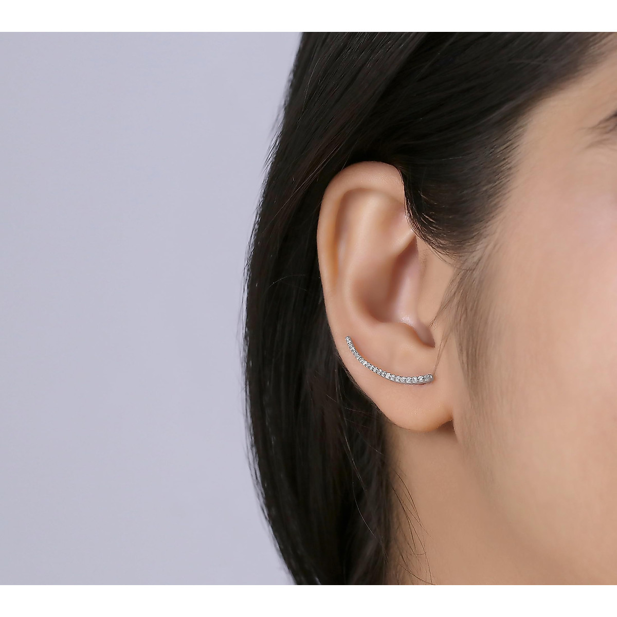 Dazzlingrock Collection 0.22 Carat (ctw) Round White Diamond Crawler Climber Earrings for Women in 925 Sterling Silver