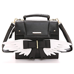 JHVYF Women's Cute Wings Bow Top Handle Cross Body Shoulder Bags Girls Handbag Black 354343