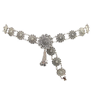 Idealway Bohemian Vintage Body Chain Silver Sun Flower Belt Chain Women Jewelry (1)