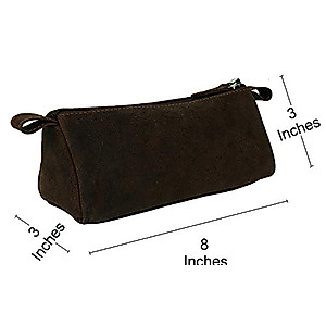 Genuine Leather Pencil Roll Case/Pouch Pen Holder Organizer Brushes Ruler Stationary Gift for Students Artist Painter & Writer String Closure Vintage