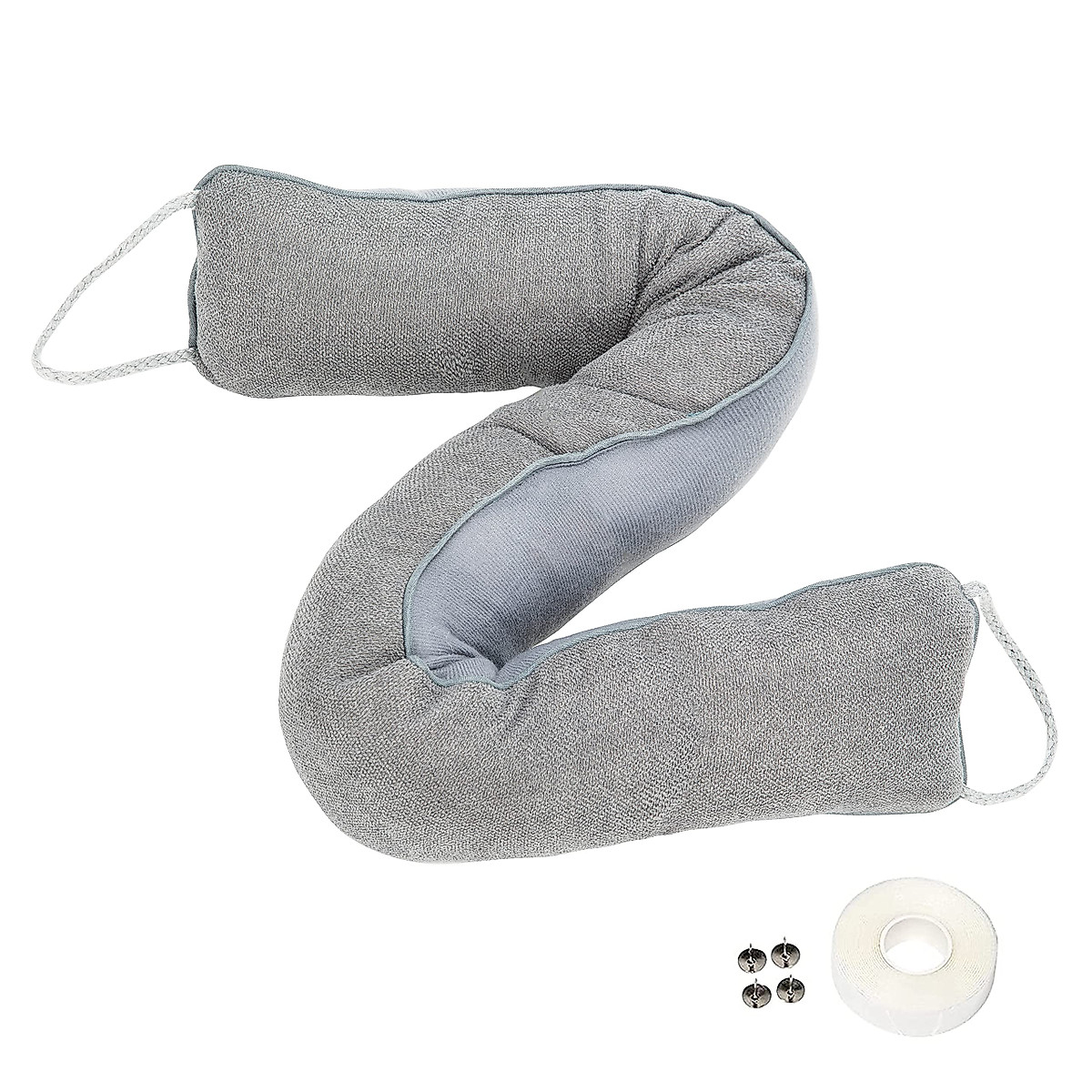 Upgraded Door Draft Stopper 35 inch- Weighted Under Door Noise Blocker Door Draft Stopper- Energy Saving Wheather Proof Strip Draft Guard for Doors and Windows with Hook Tape.