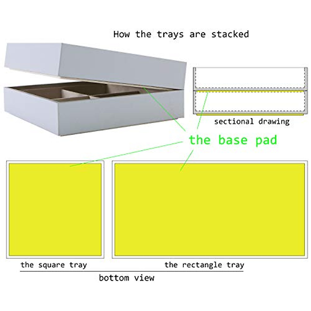 ORIGIA Magic Stackable Jewelry Trays Closet Dresser Drawer Organizer for Accessories, Gadgets & Cosmetics, Storage Display Showcase Holder Box, Set of 5