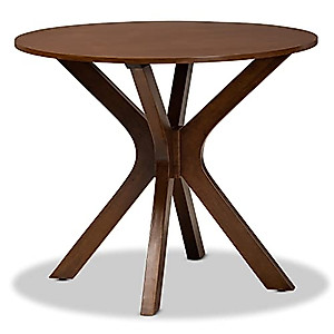 Baxton Studio Kenji Modern and Contemporary Walnut Brown Finished 35-Inch-Wide Round Wood Dining Table