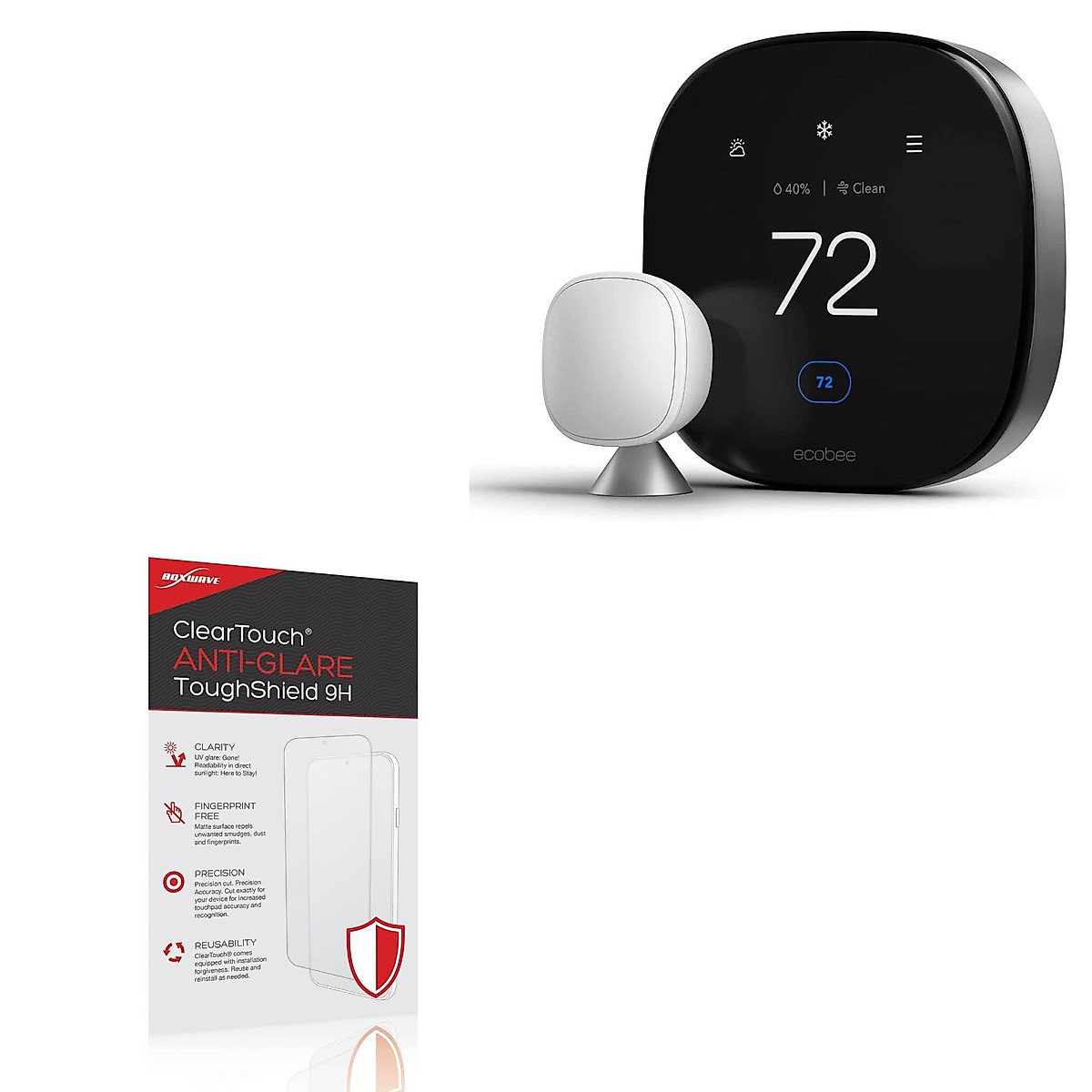 BoxWave Screen Protector Compatible with Ecobee New Smart Thermostat Premium - ClearTouch Anti-Glare ToughShield 9H (2-Pack), Anti-Glare 9H Tough Flexible Film Screen Protector