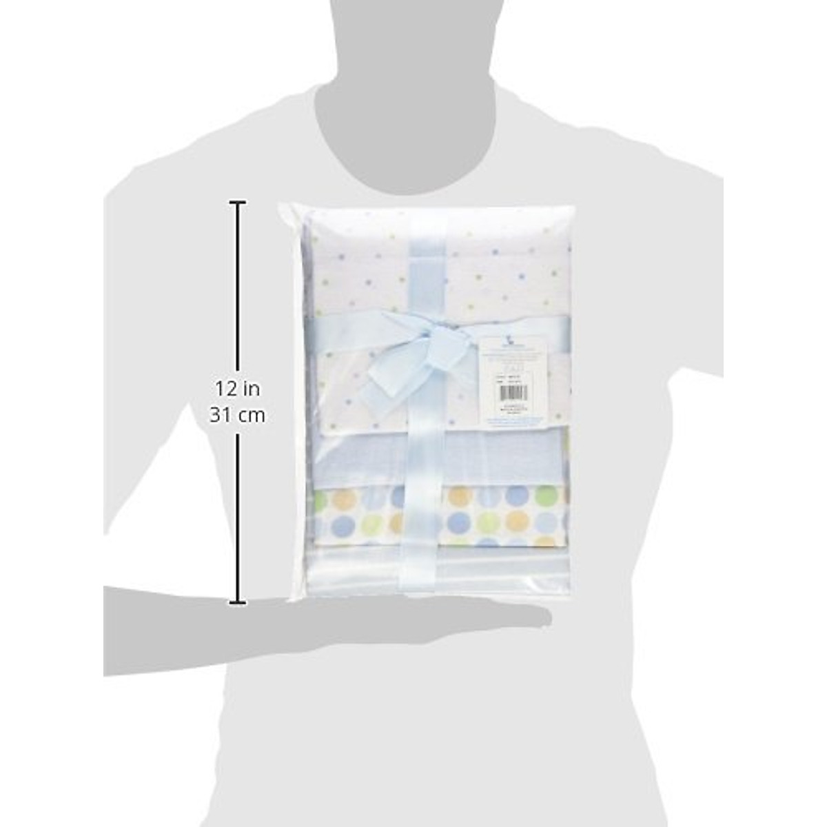 Luvable Friends Unisex Baby Cotton Flannel Receiving Blankets, Blue Stripes, One Size