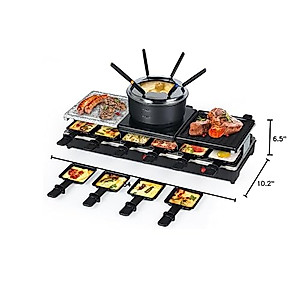Saenchue Raclette Table Grill - Indoor Electric Grill Griddle - Nonstick Extra Large Reversible 4-In-1 Outdoor Dishwasher Safe with Cheese 12 Paddles 12 Spatulas for 12 Person, FD-12