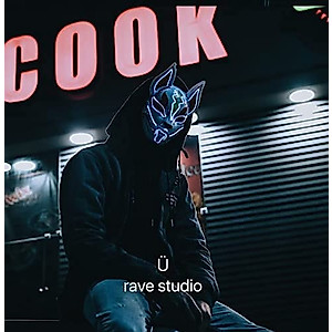 GLDYTIMES Fox Mask Light Up Drift Masks Wolf LED Colour Cosplay Glowing Decorations Masks Gift Costume Child Adult Festival Party Mask