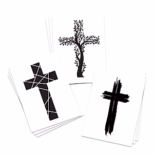 FashionTats Modern Cross Temporary Tattoos | 9-Pack | Skin Safe | MADE IN THE USA | Removable