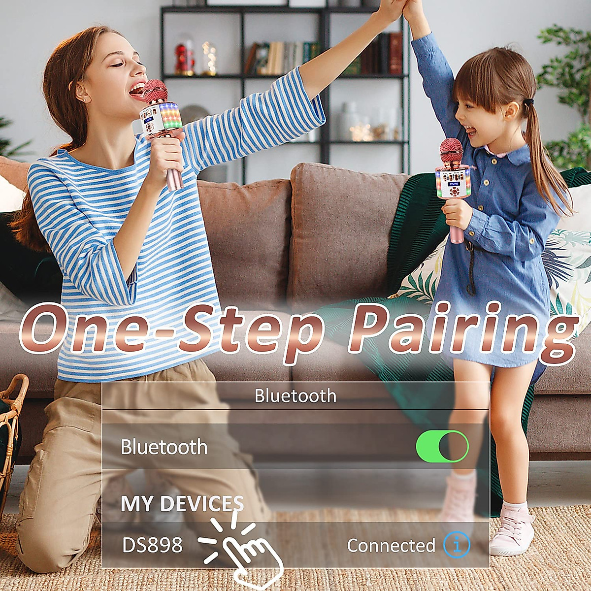 Bluetooth Karaoke Microphone Wireless Microphone for Kids Aldult with LED Lights,3in1 Portable Handheld Karaoke Mic Speaker Machine Birthday Home Party