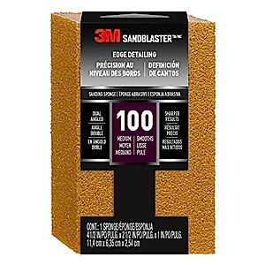 3M 9560 Dual Angled Sanding Sponge, 100 Grit, Gold
